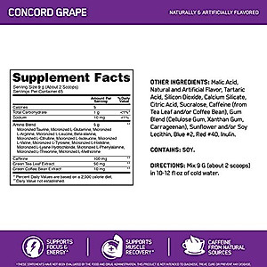 Optimum Nutrition Amino Energy Powder: Concord Grape (65 Servings) with Essential Amino Energy Plus Electrolyes Sparkling Drink: Grape (12 Cans) - Bundle Pack