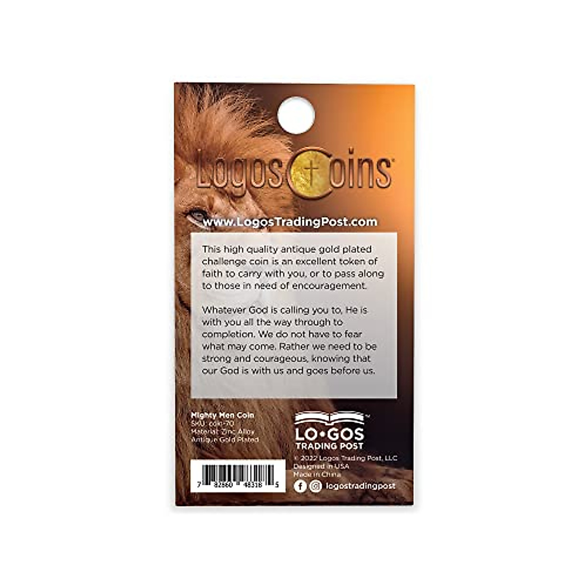 Be Strong & Courageous Lion Challenge Coin, Bulk Pack of 10 Mighty Men of God Pocket Discipleship Tokens for Bible Study, Bible Verse Worry Coin for Prayer, Christian EDC Coins for Military Veterans