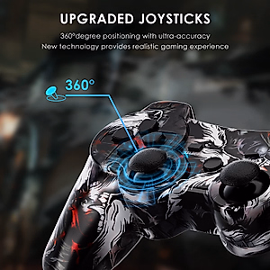 Boowen Wireless Controller for PS3, Controller for Sony PlayStation 3, 6-Axis High-Performance Motion Sense Dual Vibration Upgraded Gaming Controller, Compatible with PlayStation 3(Black 2 pack)