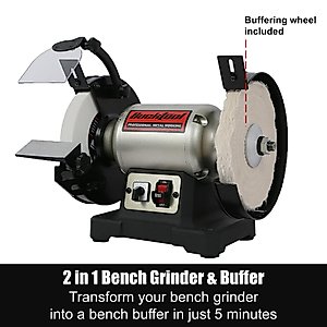 BUCKTOOL 8 inch Dual Speed Bench Grinder & Buffer, Professional Low High Speed Bench Grinder Buffer with Cast Iron Base TDS-200DS