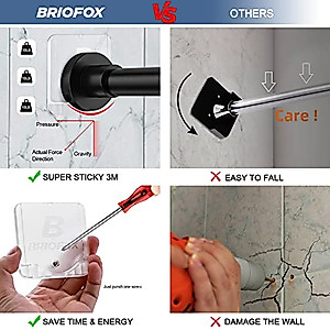 BRIOFOX Shower Curtain Rod Holder【Upgrade Design】3M Adhesive Heat Resistant Waterproof Max Load 60 lbs Shower Rod Retainer for Wall, 2 Pack(Rod Not Included) (Transparent)