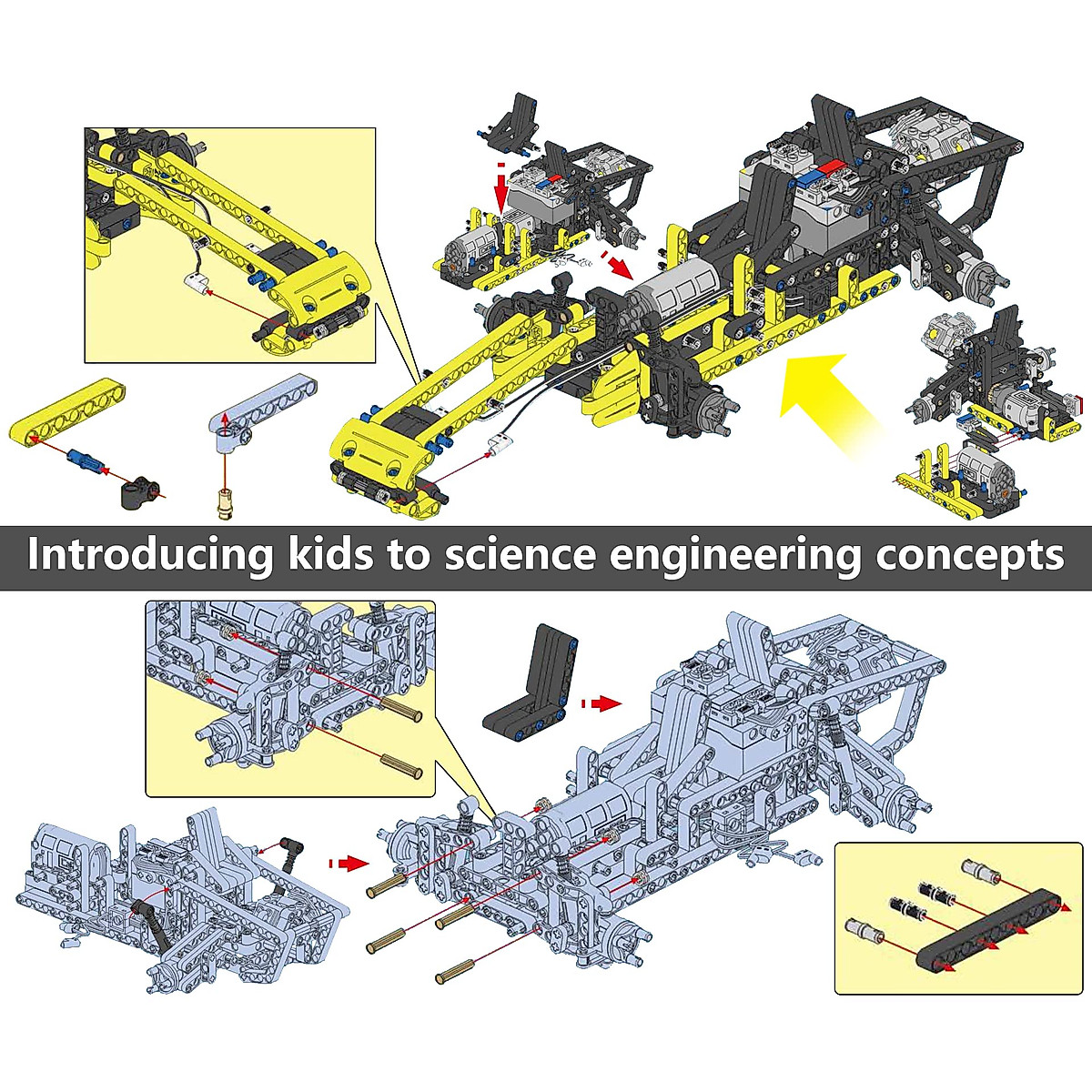 STEM Building Toys Remote Control Car Boys Girls Birthday Xmas Gifts Aged 6 7 8 9 10＋Early Science Engineering Learning Technic Sets Buggy 522 pcs