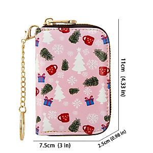 ANNAMISSI Womens Leather Wallet RFID Blocking Credit Card Holder Zipper Card Case for Ladies Girls Christmas Gift(Christmas)