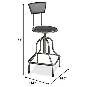 Safco Products 6664 Diesel High Base Stool with Back, Pewter