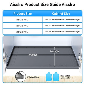 Under Sink Mat, 34" x 22" Silicone Under Sink Liner, Waterproof Shelf Liner with Drain Hole, Kitchen Bathroom Cabinet Mat (Grey)
