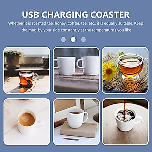 UPKOCH 1 Pc Coffee Tea Cup Warmer Heater for Desk, Coffee Tea Warmer for Cups and Mugs, with Auto Off Using USB Plug Option Black