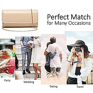 Patent Leather Envelope Clutch Womens Evening Handbag Stylish Shoulder Bag Purse for Christmas Wedding Party Prom (Nude-C) Standard