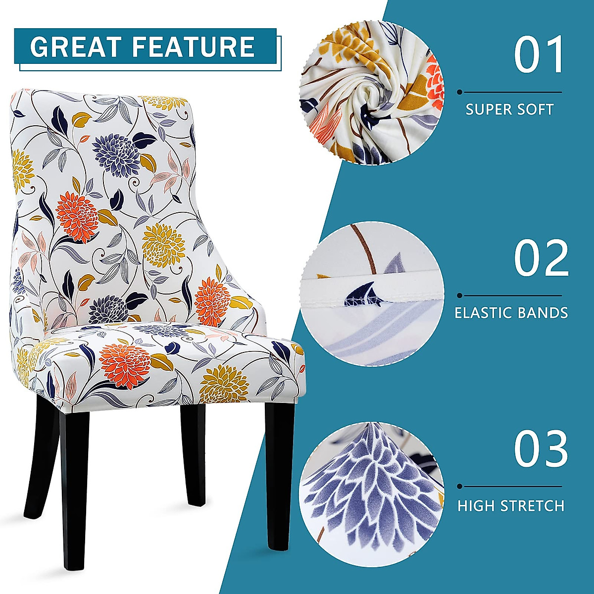 Liykimt Stretch Wingback Side Chair Slipcover-Accent Chair Cover Slipcover with Arm,Washable Upholstered Arm Dining Chair with Nailed Trim Protector for Dining Living Room Set of 2,Orange