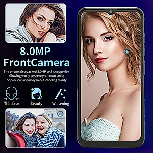 5G Mobile Phone, Black Unlocked Smartphone 100‑240V Front 8MP Rear 16MP 6GB RAM 256GB ROM 6.5in HD Screen for Texting (US Plug)