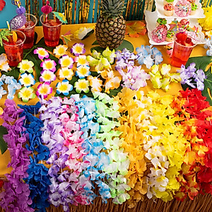 Joyin Toy 36 Counts Hawaiian Leis Bulk, Tropical Flower Lei Hawaiian Lei Beach Hawaii Luau Party Favors Decoration Birthday Party Supplies(3 Dozen)