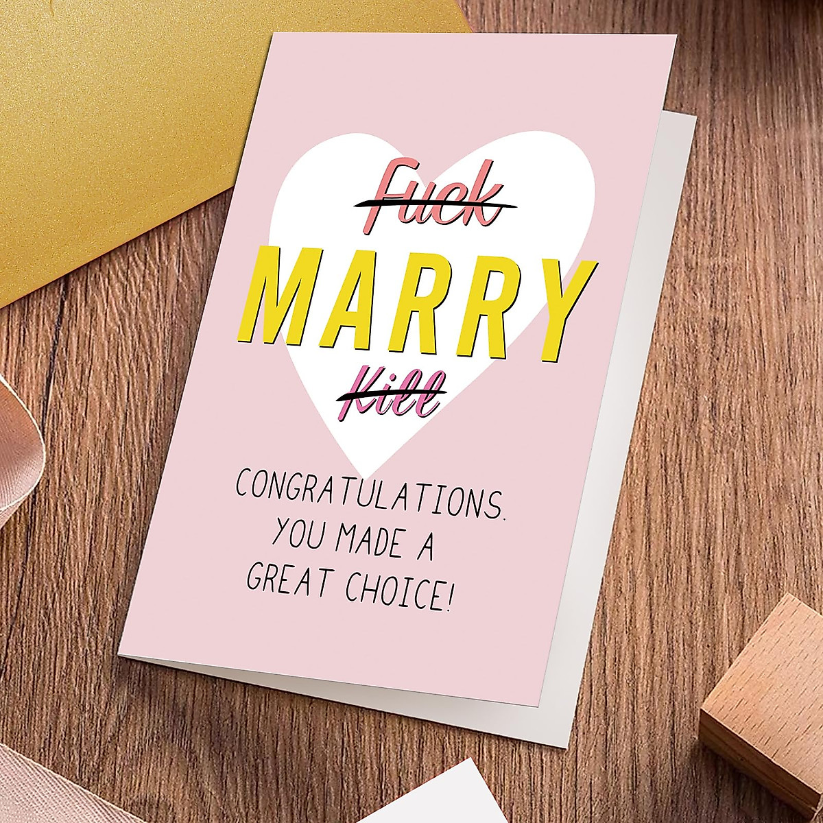 Oamiolek Funny Congratulations Card for Engaged Couple, Hilarious Wedding Day Card for Newlyweds, Wedding Gift for Bride, Engagement Card for Friend, You Made A Greet Choice