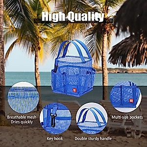 Jovilife Hanging Mesh Shower Caddy tote portable,Toiletry tote college shower caddy tote, 8 Pouch 7 INCH, Shower Caddy Dorm tote, caddy mens,Travel Shower Caddy, toiletry oragnizer (Blue)