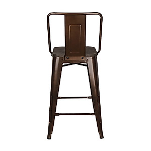 LEEJAY Commercial Grade Indoor Metal Bar Stools Set of 4, 24 Inch High Back, Gun Gray Counter Height Patio Barstools with Black Padded Cushion, 12"x12" Seat, Extra Durable and Stackable, Easy Assembly