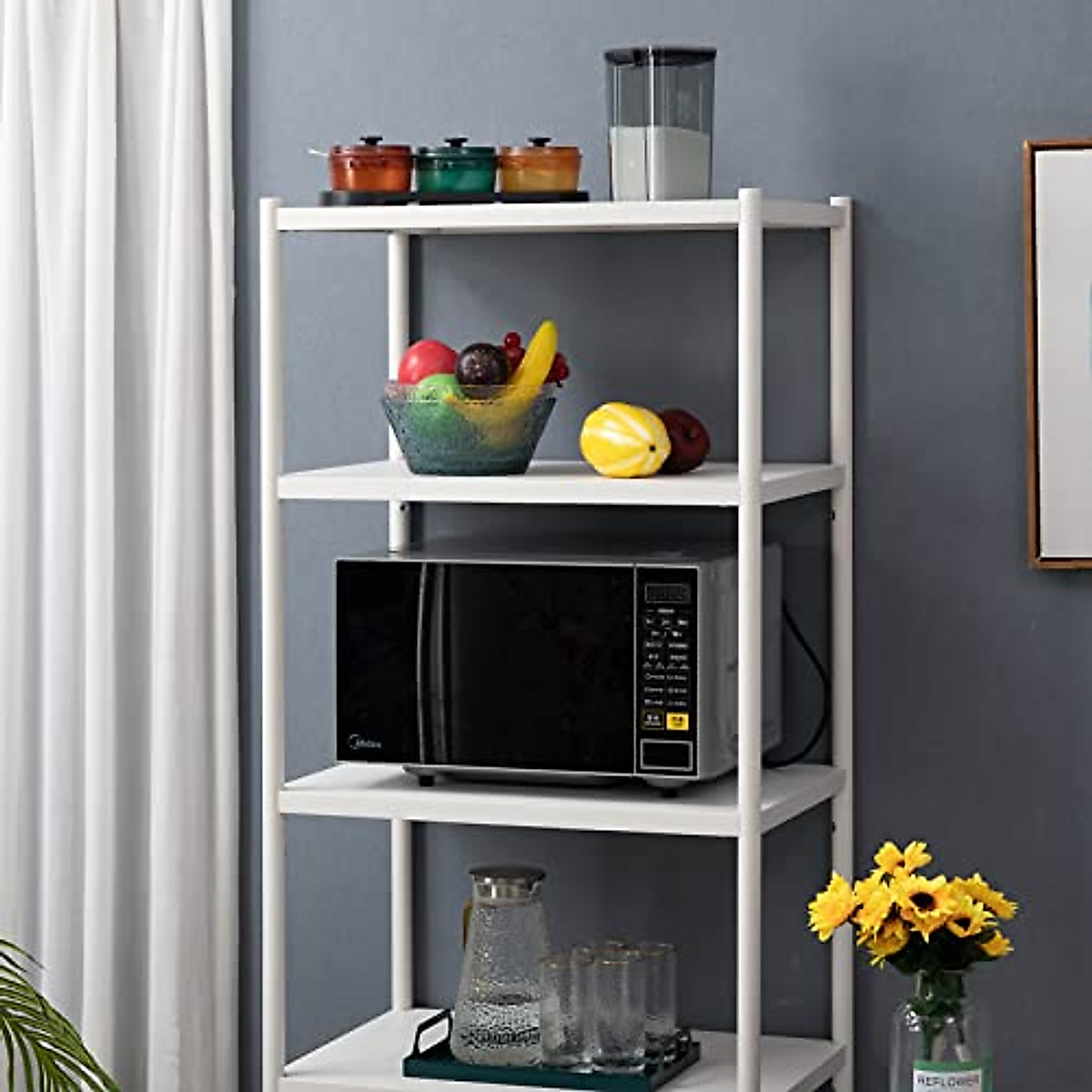 MATICO 5 Tier 27 Inch Metal Storage Shelf Unit, Heavy Duty Standing Storage Shelving Rack, Large Capacity Utility Garage Storage Organizer, White