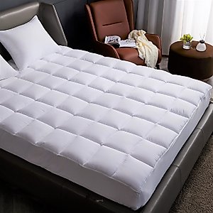 Seward Park Twin Size Mattress Pad Cooling Breathable Quilted Mattress Topper Fluffy Fitted Deep Pocket Pillow Top Mattress Cover White