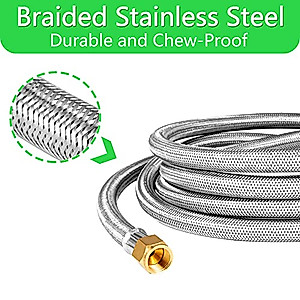 Breezliy 10 Feet High Pressure Braided Propane Hose Extension with Conversion Coupling 3/8" Flare to 1/2" Female NPT 1/4" Male NPT 3/8" Male NPT 3/8" Male Flare for Fire Pit,RV,Heater,BBQ Grill,etc