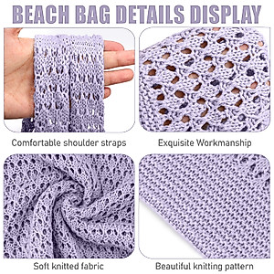 hatisan Crochet Bags for Women Summer Beach Tote Bag Aesthetic Tote Bag Hippie Bag Knit Bag (Purple)
