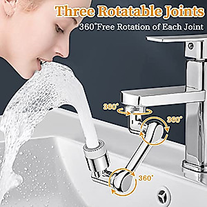 Faucet Extender, 1080° Rotating Faucet Extender Aerator, Splash Filter Faucet Aerator, Kitchen Tap Extend, Large-Angle Swivel Faucet Aerator Sink Face Wash Attachment with 2 water outlet modes