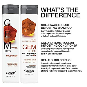 Celeb Luxury Colorwash Color Depositing Conditioner - Color Refresher , Vegan Hair Dye Mask, Bondfix Bond Rebuilder, Gem Lites Fire Opal