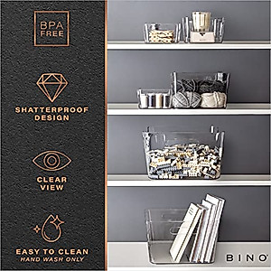 BINO | Plastic Organizer Bins, Small - 2 Pack, Clear | The SOHO Collection | Multi-Use Organizer Bins | Pantry Organizer & Freezer Organizer | Plastic Storage Container | Bins for Home & Kitchen Org