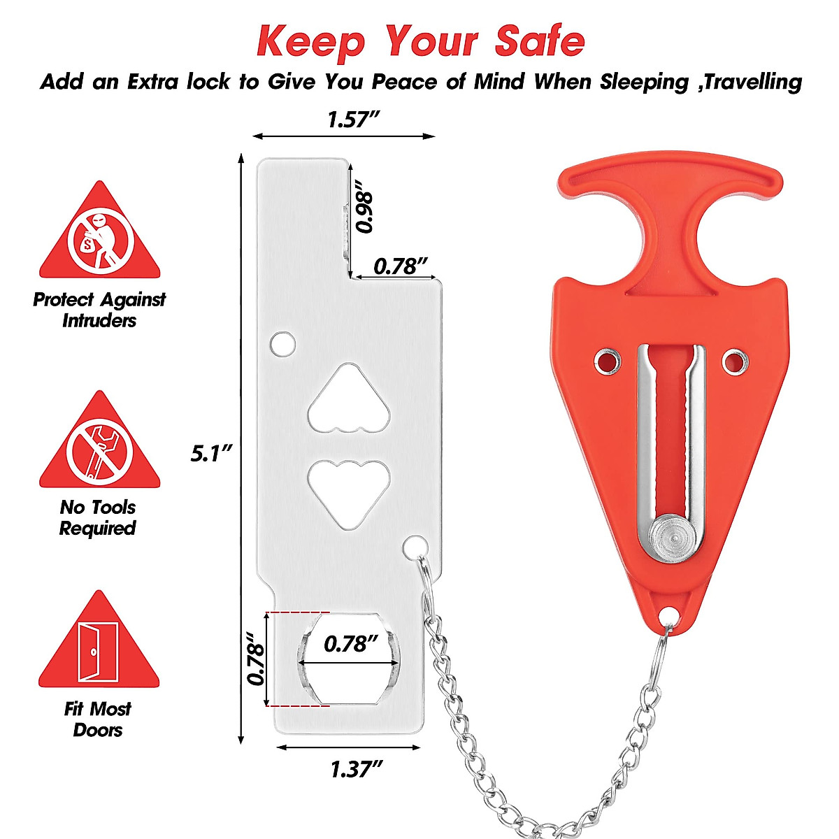 AceMining Upgraded Portable Door Lock & Black Door Stop Alarm