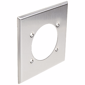 Leviton S701-40 2-Gang Power Receptacle Wallplate, Flush Mount, Standard Size, Device Mount, 302 Stainless Steel