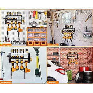 Power Tool Organizer, Garage Storage Wall Mount with 2 Pc Shelves/Heavy Duty Garage Organizers/Utility Rack for Screwdriver Pegboard Shed Workshop Cordless Drill Holder/Dad & Husband Garage Gifts