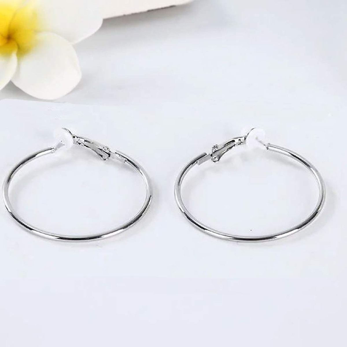 3 Pairs Clip On Earrings 60mm Big Hoop Earrings Set Non Piercing Earrings for Women,Gold Plated Rose gold Silver Hypoallergenic Hoop earrings (60mm-2.36")