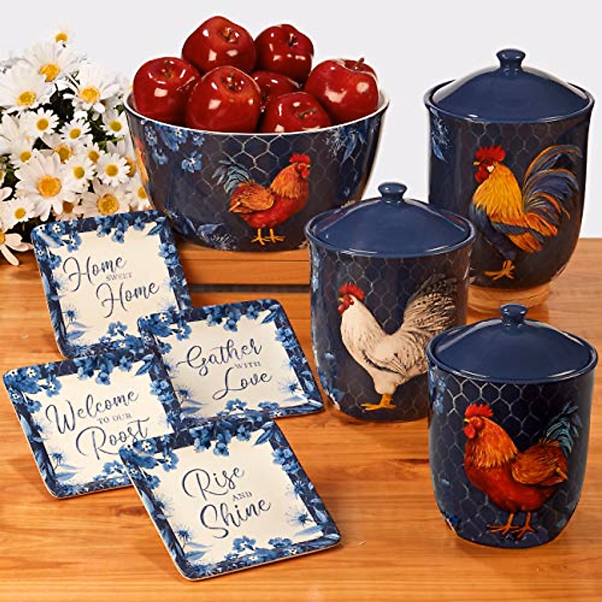 Certified International Indigo Rooster 16 pc Dinnerware Set, Service for 4, Multicolor