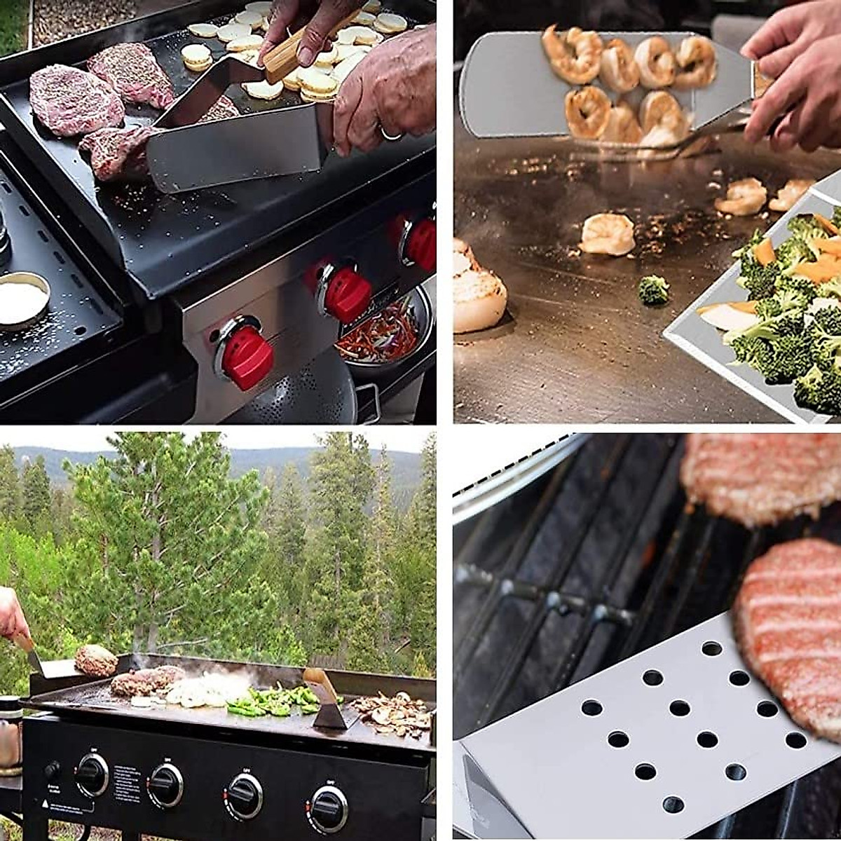 RUI Smart Solution House 3 PCS Stainless Steel Spatula Set With Wood Handle,Metal Spatula Slotted Turner with Wood Handle,Teppanyaki Spatulas