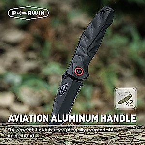 PERWIN Pocket Knife 2 Packs, EDC Knife with 3.1" 8Cr17MoV Blade and Aluminum Handle Small Pocket Knives for Camping Fishing Hiking