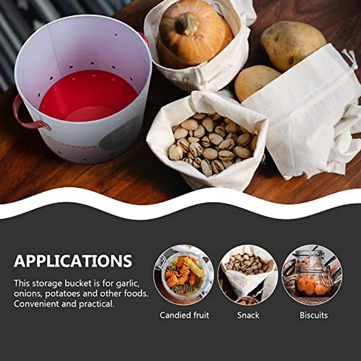 Alipis Potato Onion Storage Box, Set of 3 Kitchen Storage Canisters Jars Pots Containers Pantry Organizer Tin Vegetable Fresh Keeper with Aerating Tin Storage Holes