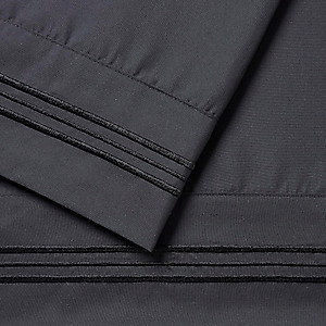 Nestl Microfiber King Pillowcase, 2 - 1800 Thread Count, Soft, Wrinkle Free, Fade Resistant, Envelope Closure, Set of 2, Black, 20x40 Inches