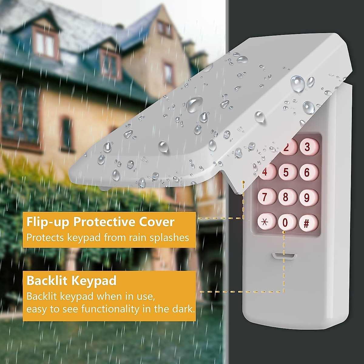 Garage Door Opener Remote Keypad for Liftmaster/Chamberlain/Craftsman Garage Door Opener with Purple Yellow Red Orange Green Learn Button, Wireless Keyless Entry Outside Remote 877LM 878MAX G940EV-P2