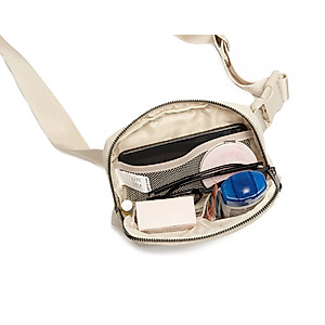 Origiwish Fanny Packs for Women Men Mini Belt Bag Waist Pack with Adjustable Strap for Running Travel Casual Hiking Cycling (Beige)