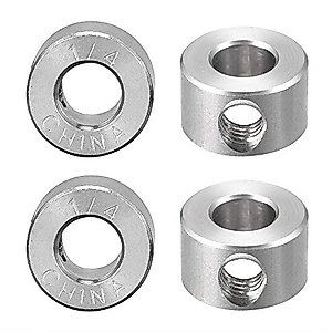 uxcell Drill Stop 1/4" I.D. Stainless Steel for Set Screws Chuck Woodworking Drill Bits Depth Holder 4Pcs