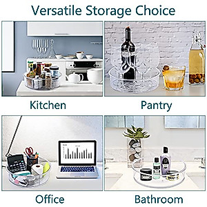 LotFancy Lazy Susan Organizer, Pack of 2, 12” and 10” Round Lazy Susan Turntable for Cabinet, Clear Plastic Rotating Storage Container for Table, Pantry