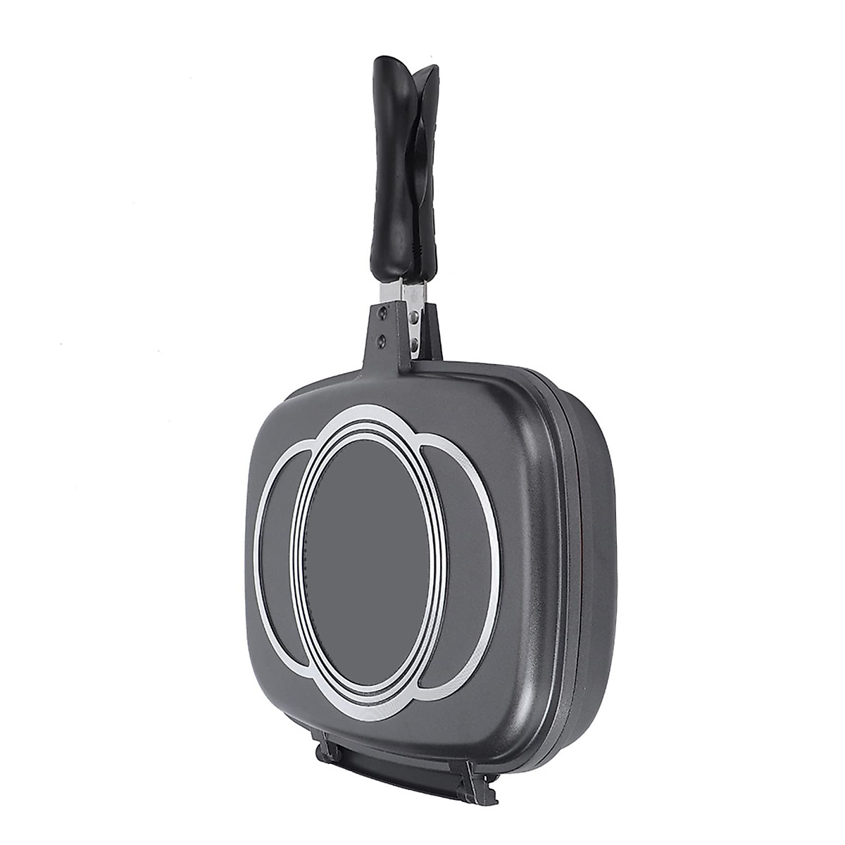 GLOGLOW Double Sided Frying Pan, Anti Scalding Handle Mini Frying Pan Portable Grill Pot Omelette Pot Vintage Aluminum Frying Pan Grill Cookware Kitchen Supplies