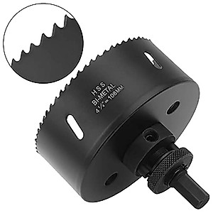 4-1/4 Inch Hole Saw with Heavy Duty Arbor, HSS Bi-Metal Holesaw Drill Bits 38mm Depth Hole Cutter Saw for Easily Drilling Soft Metal, Plywood, Plastic, Drywall, Wood, Fiberboard (108mm)