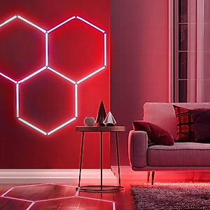 ALL4DETAIL RGB LED Hexagon Lights, Remote Dimmable Hexagon Garage Light with 358 Color Modes, LED Ceiling Light Hexagon for Gaming Room, Party, Gym, Bar