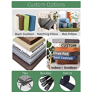 SINCERE Custom Cushions Replacement for Bench Indoor Outdoor Furniture, Window Seat Pad Back Pillow, Cut to Size Foam Mattress Pad, Non-Slip Waterproof Patio Chair Chaise Lounger Deep Seating Cushion