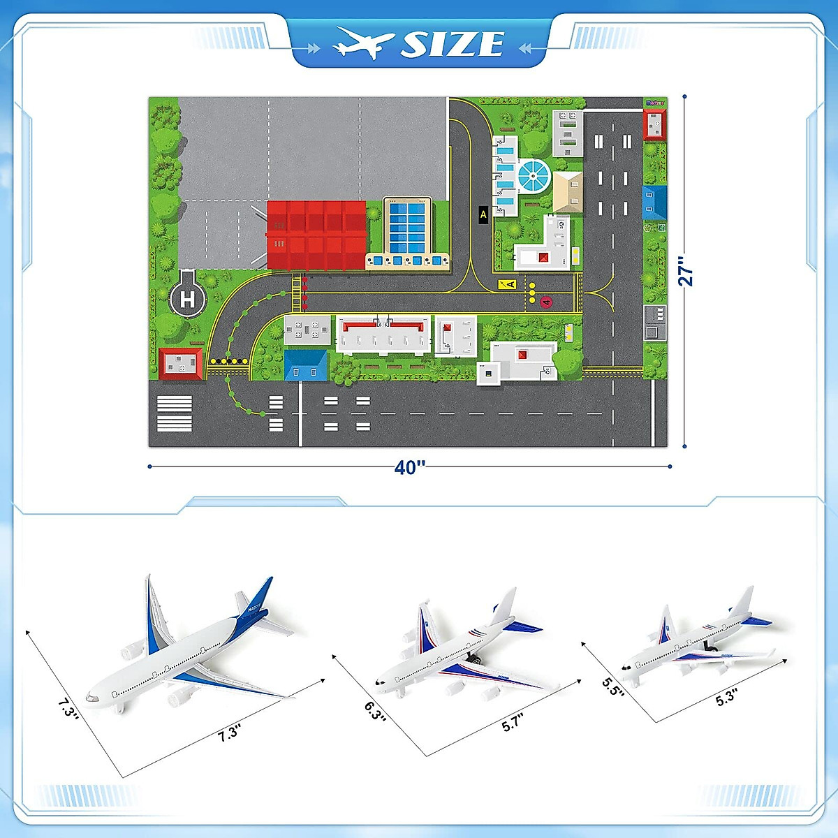 Airplane Toy Set with Planes, Trucks & Playmat - Interactive Learning Toys for Toddlers, Great Gift