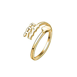 COLORFUL BLING Dainty Gold/Silver Love Heart Lucky Angel Number Ring Adjustable Wedding Band Anniversary Promise Rings For Women Friendship Cute Numerology Jewelry-gold 222