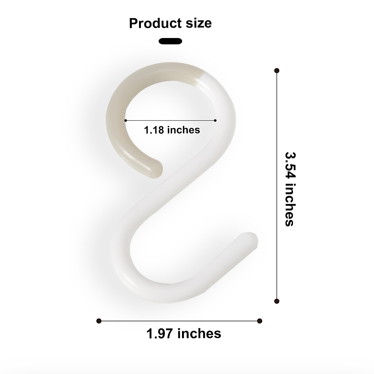 AOKELEON 6 Pack Secure and Quiet Plastic S Hooks Rack Hanger S Shaped Hooks Hanging Flexible Neck for Easy Twist and Lock Rust-Free Non Slip for Kitchen Bathroom White (Large (3.5 inch))