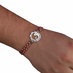 Abhika Creations Golden Beaded Divinity Rakhi for Brother Rakhsha Bandhan Handmade Designer Indian Rakhi