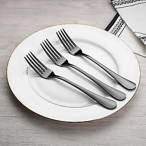 Devico Forks Set, Good Stainless Steel 10-piece Black Silverware Cutlery Reusable Dinner Forks