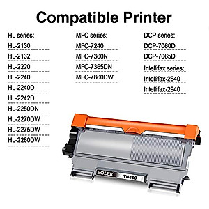 Compatible TN450 TN 450 TN-450 TN 420 TN420 TN-420 Black Toner Cartridge For Brother HL-2280DW HL-2270DW HL-2240 MFC-7240 MFC-7860DW MFC-7460DN DCP-7065DN HL-2240D Printer (4 x Toner)