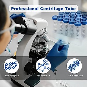 Biologix 50ml Conical Centrifuge Tubes, 25Pcs Sterile Polypropylene Test Tubes with Plug-Seal Screw Caps, Plastic Container with Graduated & Write Area, Rack Package, Non-Pyrogenic, DNase/RNase Free