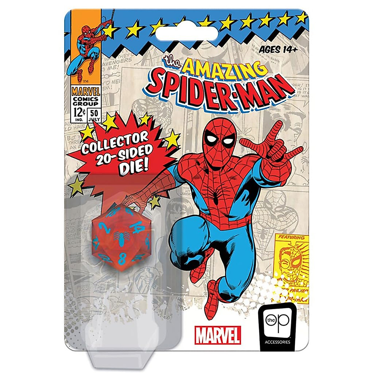 Marvel The Amazing Spider-Man 20-Sided Die | 36mm Large Collectible d20 with Spider-Man Emblem | Polyhedral Die Great for Dungeons and Dragons or Game Night | Officially-Licensed Marvel & Merchandise