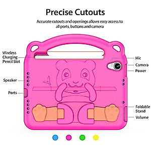 DUX DUCIS Kid Case for iPad Mini 6 2021 (6th Generation) with Pencil Holder, Light Weight Shockproof Kid Case with Handle, Kickstands & Shoulder Strap for iPad Mini 6th Gen 8.3 inch, Pink